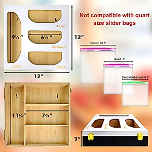 LUBORN Ziplock Bag Storage Organizer for Kitchen Drawer, Food Storage Bags Organizer, Bamboo Baggie Organizer Dispenser Suitable for Gallon, Quart, Sandwich & Snack Bags