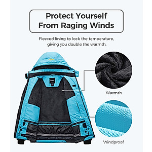 Wantdo Women's Waterproof Mountain Jacket Fleece Outdoor Coat US XL Blue X-Large