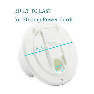X-Haibei RV Trailer Camper Electric Power Cord Cable Hatch Round Fits 2-3/4 inches Dia. Hole Flip Up Cover (White)