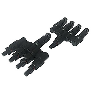 KRXNY Solar Panel PV 1 To 4 T Branch Connectors PV Cable Coupler Combiner Connector Splitter Adapter M/FFFF And F/MMMM 1 Pair