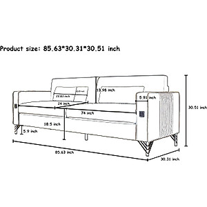 Goohome Tufted Couch, Chesterfield Velvet Upholstered 2-Seater Comfy Sofa, Living Room Furniture Sets, with Solid Wood Frame and Gold Legs, Fit for Bedroom, Office, B-Black d