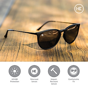 Knockaround Mary Janes Polarized Sunglasses for Women & Men - Impact Resistant Lenses & Full UV400 Protection, Matte Black on Black