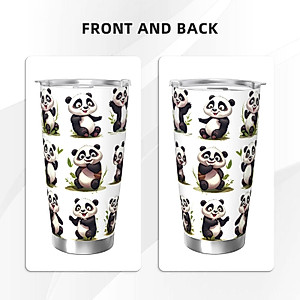 Panda Tumbler - with Lid 20 oz Stainless Steel Vacuum Cup for Coffee, Water, and Travel - Leakproof for Home, Office, and School