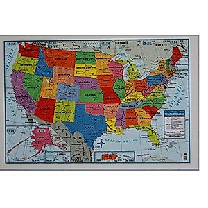 Teaching Tree United States USA Wall Map 39.4" x 27.5" State capitols Cities State & International Boundaries Major Rivers Lakes Timeline