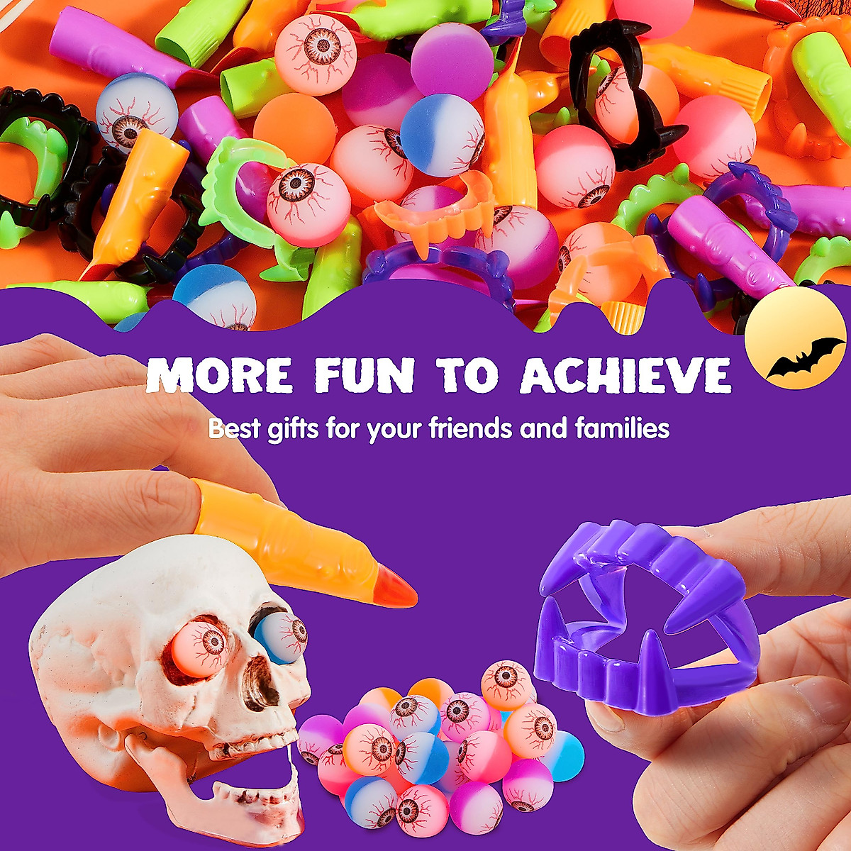 JOYIN 72 PCS Halloween Party Favors Game Toy Gifts-Scary Eyeballs, Witch Fingers and Vampire Teeth Set for Kids Child Trick or Treat, Gift Exchange, Halloween Carnival Game Prizes