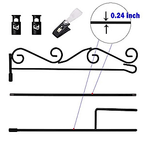 Garden Flag Stand Flagpole,Sturdy Wrought Iron Garden Flag Holder Include Yard Flag Pole Clip for Season Garden Flags (Without Flag) (2 Pack)