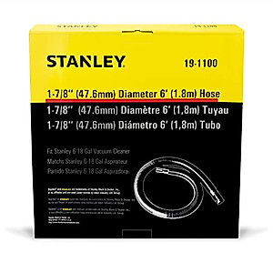 Stanley 19-1100 Wet and Dry Vacuum Extension Hose, 1-7/8 inch, 6 Feet, Fit for Stanley 6-18 Gallon Wet/Dry Vacuum Cleaners, Compatible with SL18191P, SL18199P, SL18701P-10A, Black