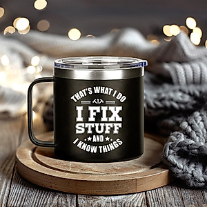 Edizzone Stainless Steel Funny Mug, 14Oz, Double Wall Vacuum Insulation, BPA Free, Spill Resistant, for Dad, Best Dad Birthday Gift, Christmas Gifts for Grandpa Uncle, Men Gifts