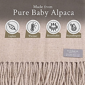 Maloca Pure Baby Alpaca Oversized Unisex Scarf | Ethically Sourced | Hypoallergenic | Softer & Warmer Than Wool |Oatmeal