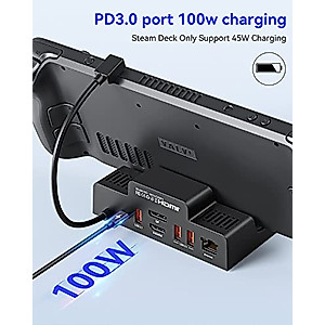 Dual Monitor Docking Station for Steam Deck & ROG Ally, Steam Deck Dock and ROG Ally Dock with 4K 60Hz HDMI & DisplayPort, Gigabit Ethernet, 3*USB3.1 10Gbps Data Port, PD 3.0 Charging Port