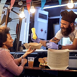 200 Pack Brown Kraft Paper Food Trays, 2 Lb Disposable Paper Food Boats, Kraft Paper Food Serving Tray, Greaseproof Paperboard Food Container for French Fries, Snacks, Nachos, Tacos, Picnic, Party