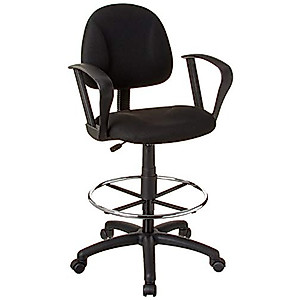 Boss Office Products Ergonomic Works Drafting Chair with Loop Arms in Black