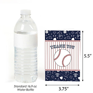 Big Dot of Happiness Batter Up - Baseball - Baby Shower or Birthday Party Thank You Cards (8 count)