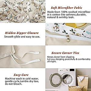 McVernon's Floral Duvet Cover Queen Size 3 Pieces, Flower Queen Duvet Cover with 2 Pillow Shams, Soft Bedding Set for All Season, Breathable, Zipper Closure, Queen(90''x90'')