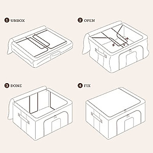 MARIVIA foldable frame organizers, stackable clothing organizer, storage container with clear window, sturdy portable handle for bedding, closet, bedroom, car(88L) 23.62 * 16.53 * 13.77in