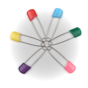 All in ONE Colorful Plastic Head Safety Pins Diaper Nappy Pins Safety Hold Clip Locking Cloth (54mm)