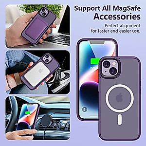 YLLZI [2 in 1 Magnetic Case with Charger Designed for iPhone 14, Compatible with MagSafe, Military-Grade Drop Protection, Slim Phone Case for 14-6.1 inch, Deep Purple