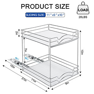 Uoxfill Pull Out Spice Rack Organizer for Cabinet - 2 Tier Sliding Vertical Spice rack, 9 Inch Wide Slide Out Spice Rack Fits 9.3 Inch Wide Cabinet, Chrome