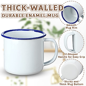 Yinder Mini Enamel Camping Coffee Mugs Metal Small Classic Portable White Campfire Mugs Bulk Vintage Cups with Handle for Coffee Tea Picnic Travel Indoor Outdoor Activities(4 oz, 12 Pcs)