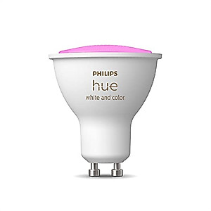 Philips Hue White & Color Ambiance LED Smart GU10 Bulb, Bluetooth & Zigbee Compatible (Hue Hub Optional), Voice Activated with Alexa, 1 Bulb