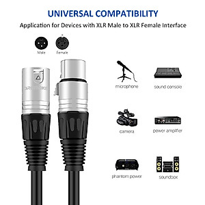 DREMAKE 100 Ft XLR to Speaker Cable 3Pin XLR M to XLR F Cable Snake Patch Cord for Microphone, Recording, Live Sound & Performance - Black