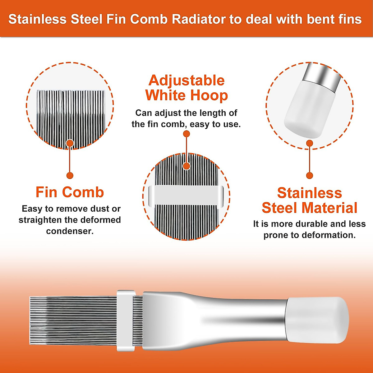 Cenipar 2PCS Air Conditioner Condenser Fin Comb Set Include FCR6 Fin Comb and Stainless Radiator Fin Comb Compatible with Air Conditioner HVAC Fin Comb Straightener