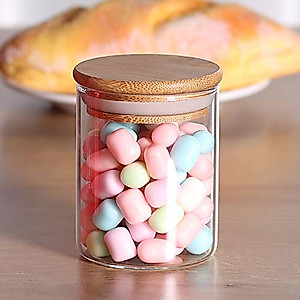 12 Piece Glass Storage Jars Set with Bamboo Lid, 6oz Glass Spice Canisters, Mini Glass Mason Jars with Airtight Lid for Kitchen Corner, Suit for Sugar, Cookies,Rice Flour and Other Dry Food Storage