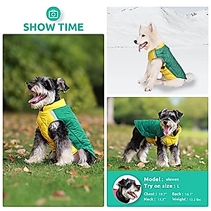 ABRRLO Dog Winter Coat Reflective Dog Harness Jacket Vest with D-Ring Leash Attachment Dog Cold Weather Coats Warm Pet Clothes Waterproof Dog Snow Jacket for Small Medium Large Dogs(Green,M)