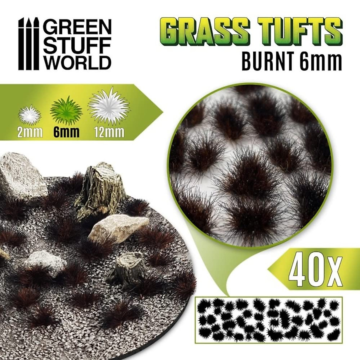 Green Stuff World Grass Tufts - 6mm self-Adhesive - Burnt, GSWD-10663