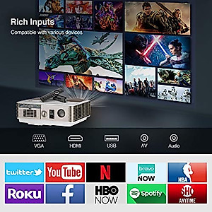 LCD Android Wireless Projector 1080p Native 9000 High Lumen, Home Theater Projector with WiFi and Bluetooth 250'' Display Outdoor Movie, Airplay for iPhone, Compatible with Fire Stick,PS5,Laptop,HDMI