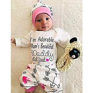 SEYOUAG Baby Girl Clothes Cute Mommy Letter Romper Arrow Heart Pants Newborn Girls Outfits Fall Winter Clothes Set (Adorable Pink, 0-3 Months)