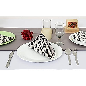 Taran Geometric Beige Print Cotton Dinner Napkins Set of 12 | 18x18 Inches | 100% Natural, Reusable Linens for Dinner, Events, Weddings