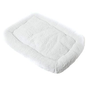Long Rich HCT ERE-001 Super Soft Sherpa Crate Cushion Dog and Pet Bed, White, By Happycare Textiles, Standard style, 24 x 18 inches