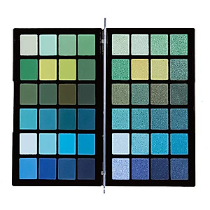 Makeup Revolution Color Book Eyeshadow Palette, 24 Shimmer Hues & 24 Matte Shades, Blues, Cruelty-Free, Green & Yellow Tones, 0.96 Oz