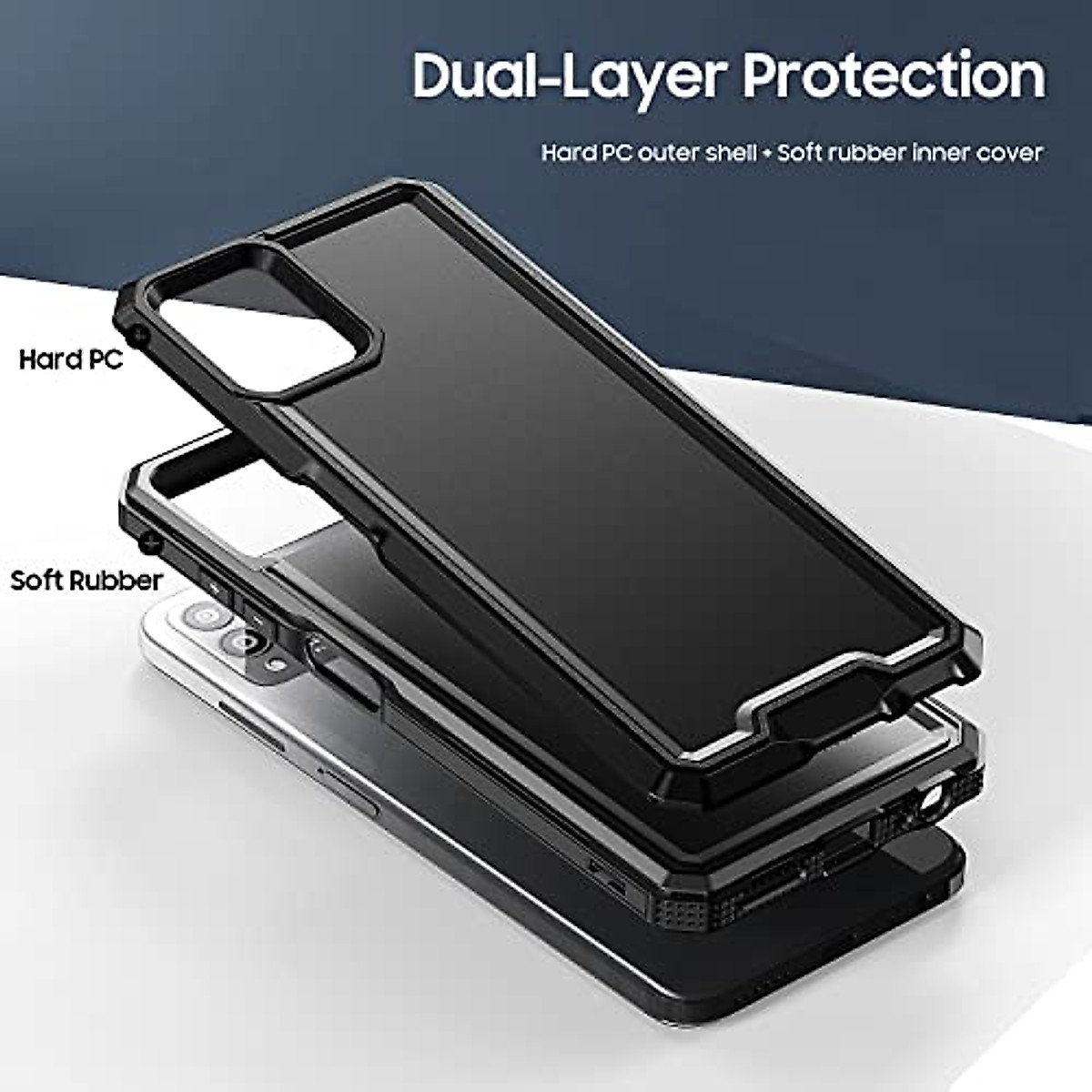 LEKEVO for REVVL 6 Pro 5G / REVVL 6X Pro 5G Case, with Screen Protector, Military Grade Drop Proof Dual Layer Heavy Duty Rugged Protective Phone Shell (Black)
