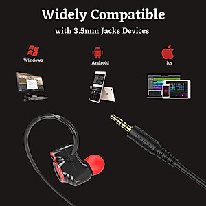 HP PS4 Gaming Earbuds in Ear Headphones with Mic, Stereo Bass Earphones with Detachable Dual Microphone and Volume Control for Mobile Devices, Xbox One, PS4, PC