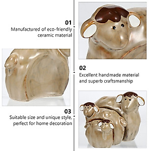 IMIKEYA Desk Topper Bee Mini 1 Set Sheep Decorative Ornaments Display Desktop Monochrome Glazed Porcelain Office Lotus Tealight Candle Holder Office Decor