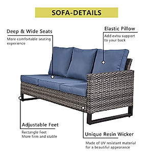 HUMMUH 8 Piece Patio Furniture All Weather 6-Seater Outdoor Sectional Sofa with Patio Swivel Chairs and Outdoor Chairs Ottomans for Porch,Garden,Backyard,Deck