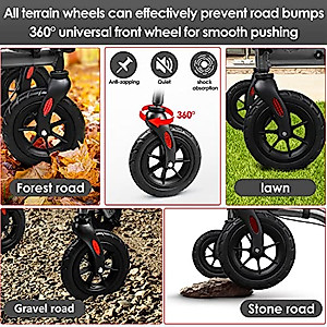 Henmnii Rollator Walker for Seniors, Lightweight Foldable All Terrain Rolling Walker with seat, Aluminum Walkers with 8 inch Rubber Wheels, Handles and Backrest for Seniors and Adult