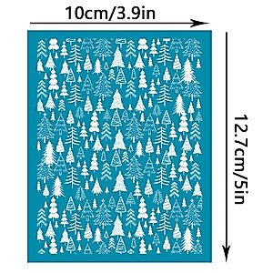 OLYCRAFT 4x5 Inch Christmas Tree Clay Stencils Christmas Theme Silk Screen for Polymer Clay Pines Pattern Silk Screen Stencils Mesh Transfer Stencils for Polymer Clay Jewelry Making