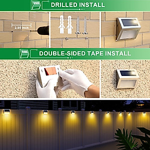 JSOT Solar Lights Outdoor for Deck,Waterproof Solar Powered Steps Light Outdoor Wireless LED Lamp Fence Lighting Walkway Patio Stair Garden Path Rail Backyard Fences Post 8 Pack Warm White