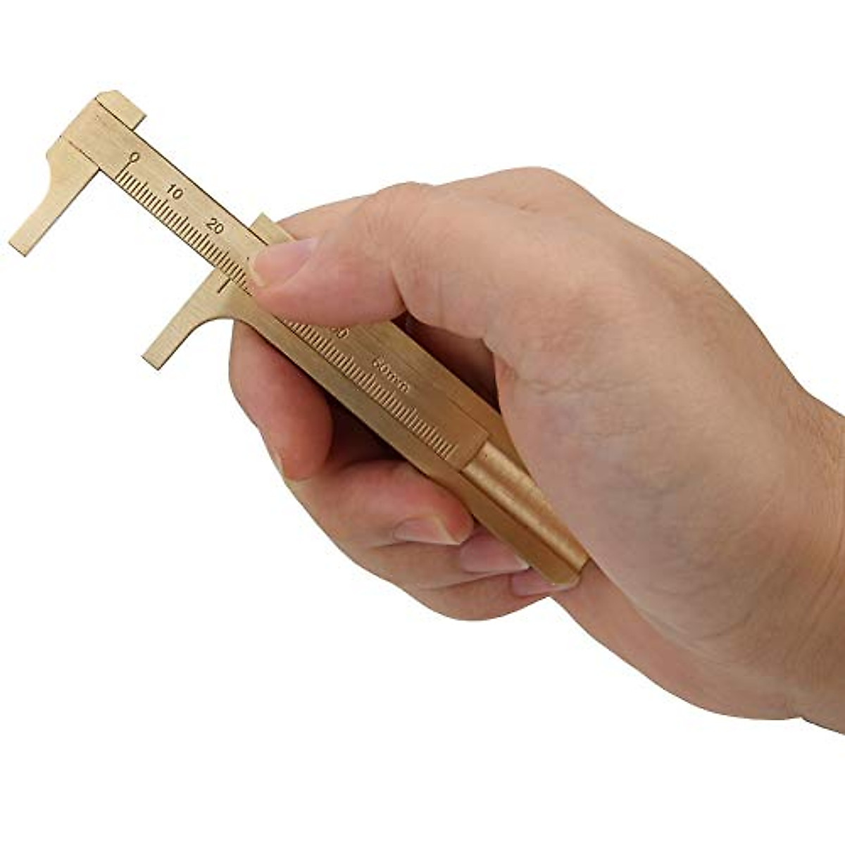 Brass Caliper Vernier Caliper Stainless Steel Sliding Gauge Vernier Pocket Caliper Ruler Measuring Tool Mini Brass Pocket Ruler(80mm Length)