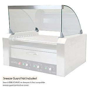 PartyHut 30 Hot Dog Roller Warmer Grill Cooker Machine, Commercial Grade, (11 Non-Stick Rollers, 30 Hot Dog Sausage Grill Cooker, and Removable Stainless Steel Drip Tray)