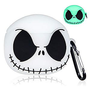 BKKYO for Airpod 2/1 Case Soft Silicone Cute Cartoon Kawaii Funny Cover Protective Skin Accessories Keychain Kids Teens Cases for Air Pods 1/2 Compatible with Airpods 2&1, Luminous Skull