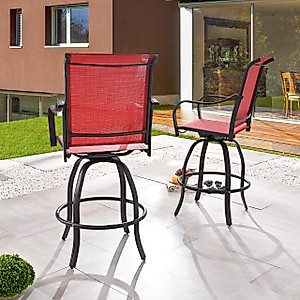 PatioFestival Patio Swivel Bar Stools Outdoor High Bistro Stools Height Chairs All Weather Garden Furniture Bar Dining Chair,Set of 2