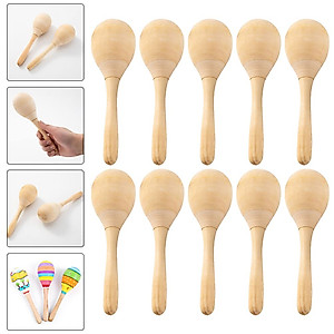 Vaguelly 20pcs Wooden Maracas, DIY Wood Maracas Blank Maracas Unfinished Hand Painted Maracas Mexican Fiesta Maracas Musical Instruments for Adults Party Kindergarten, Size L