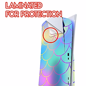 ITS A Skin Skins Compatible with Sony Playstation 5 Console Disc Edition - Protective Decal Overlay Stickers wrap Cover - Pastel Colorful Mermaid Scales