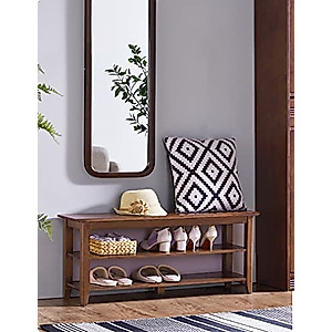 ZMYCZ Storage Bench, 3-Tier Shoe Bench, Rustic Solid Wooden Shoe Organizer, Entryway Bench, Foyer Bench, Shoe Rack Bench Holds Up to 550 lb for Hallway Living Room and Corridor (Brown, 47")