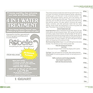 Robelle 2430 4-in-1 Water Treatment/Clarifier for Swimming Pools, 1-Quart