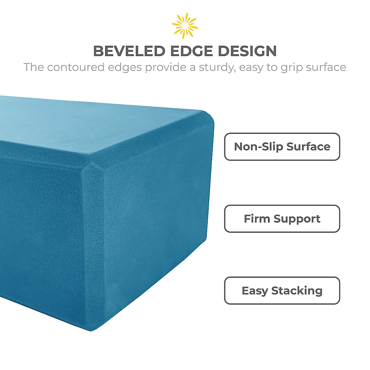 Sunshine Yoga 4" Yoga Block, 10 Pack Bulk EVA Foam Yoga Blocks, Firm and Supportive Yoga Brick for Stretching and Workout, Balance Foam for Schools and Studios, 4" x 6" x 9", Oceanside